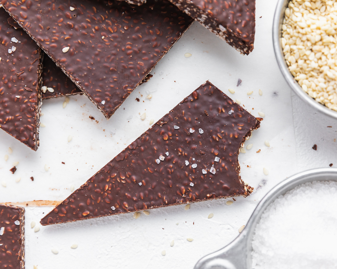 Easy Sesame Chocolate Bark Recipe (with tahini)