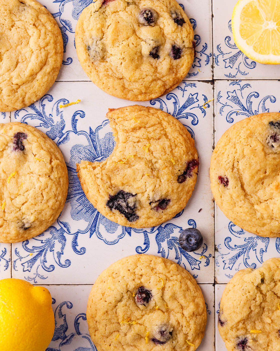 Soft and chewy blueberry lemon cookies