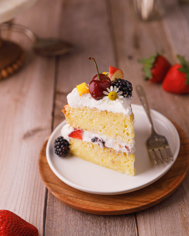 The Best Fresh Fruit Cake Recipe (with Whipped Cream)