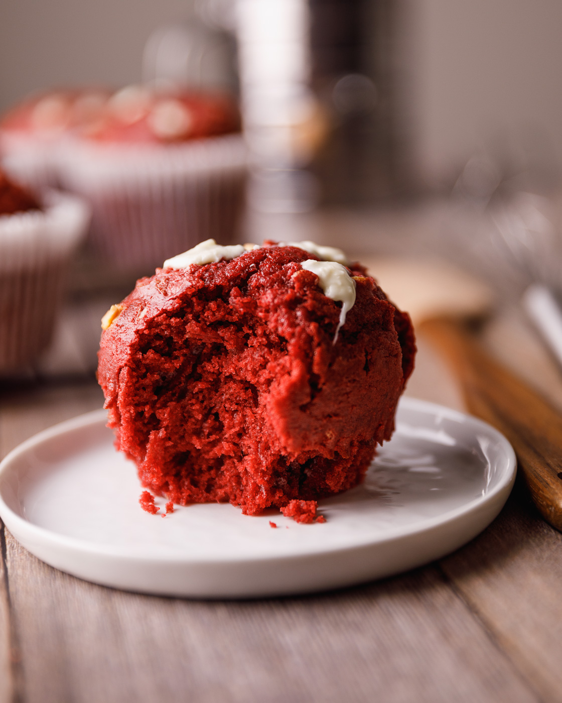 Soft and Fluffy Red Velvet Muffins with White Chocolate